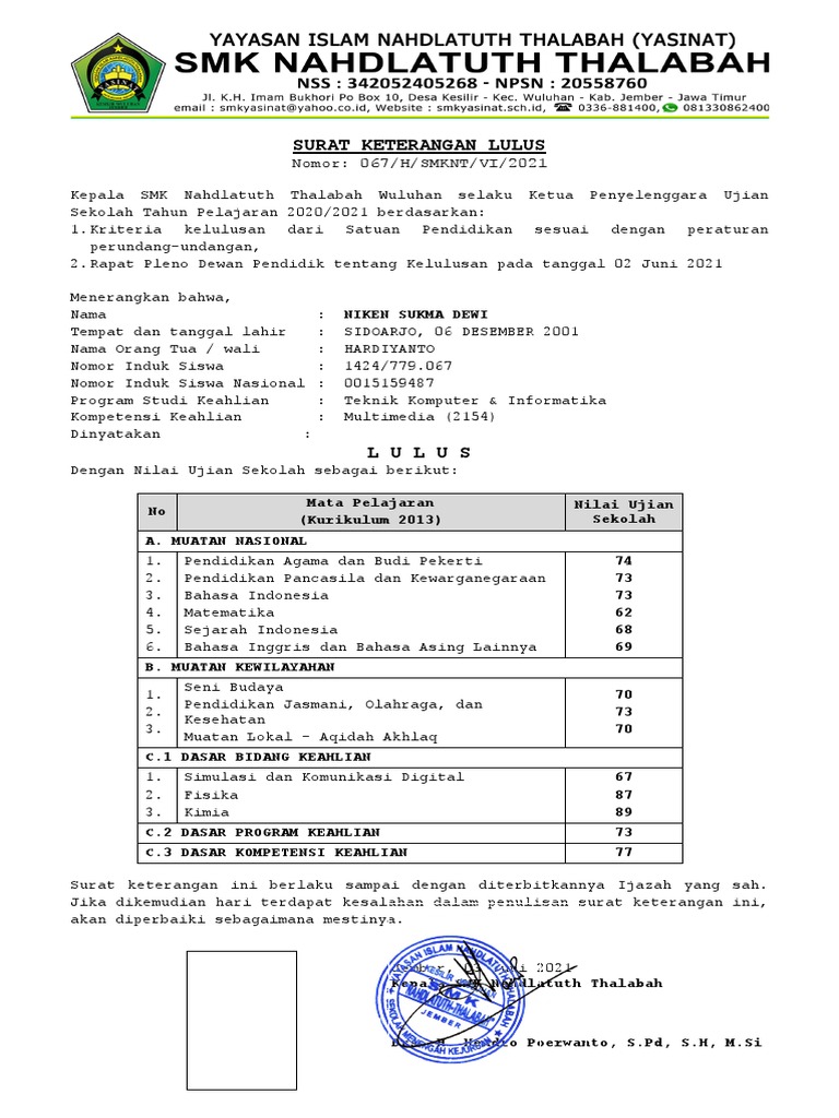 Format SKL 2021 | PDF