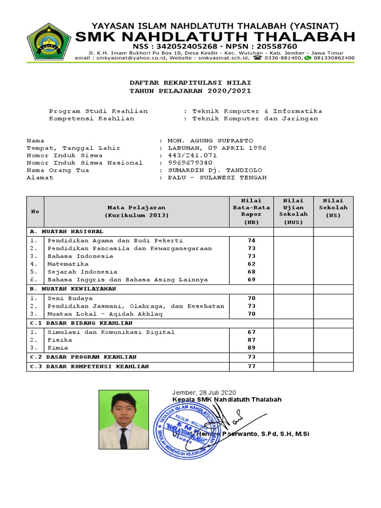 Format Rekap Nilai | PDF