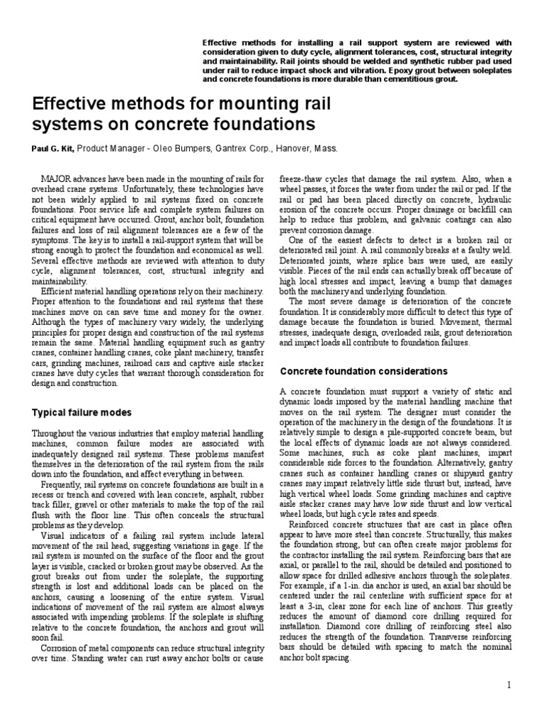 Gantrex - Rail On Concrete Technical Bulletin | PDF | Screw | Rail ...