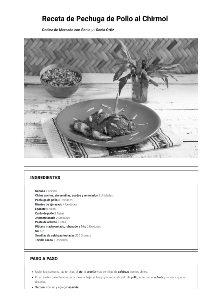 Receta pollo chirmol | PDF