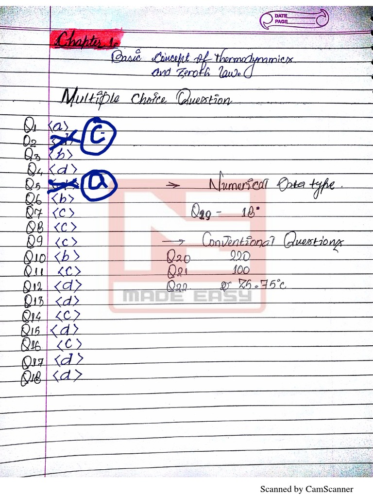 Thermodynamics Workbook Answer Keys | PDF