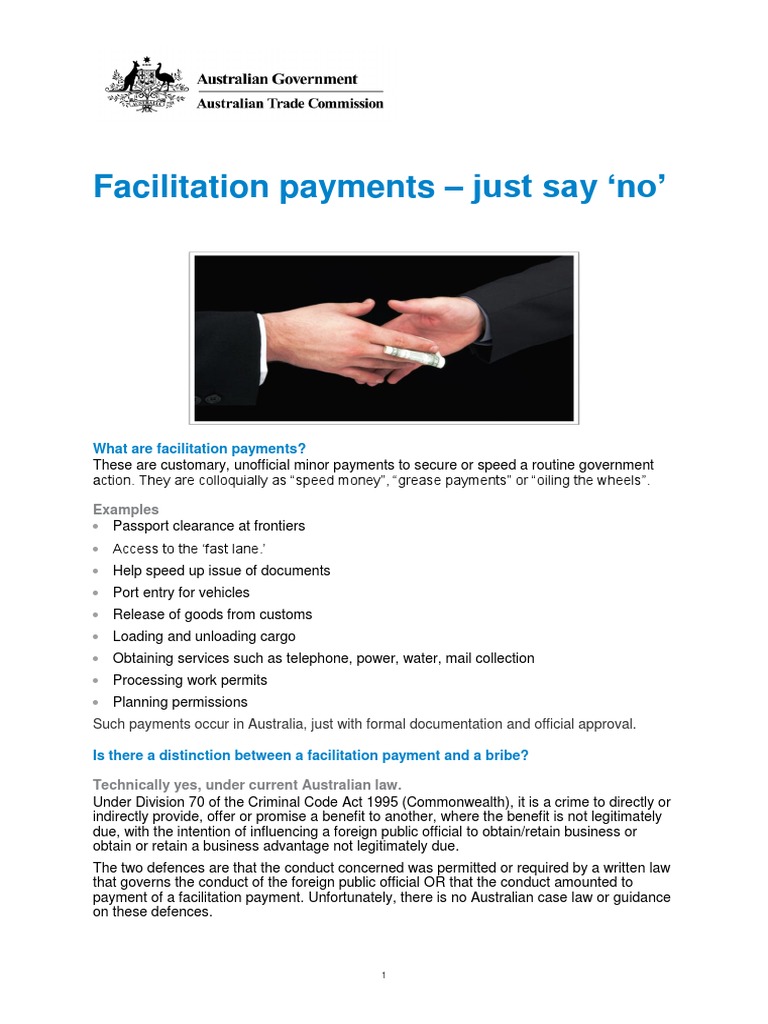 Say No to Facilitation Payments: A Guide to Avoiding Bribery and ...