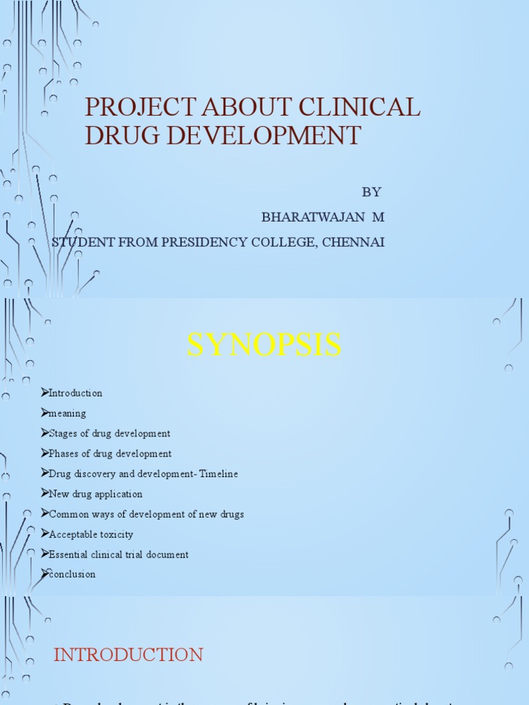 Project About Clinical Drug Development: BY Bharatwajan M Student From ...