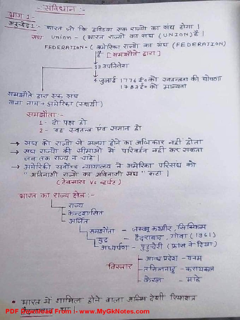 Samvidhan Notes PDF Download in Hindi | PDF