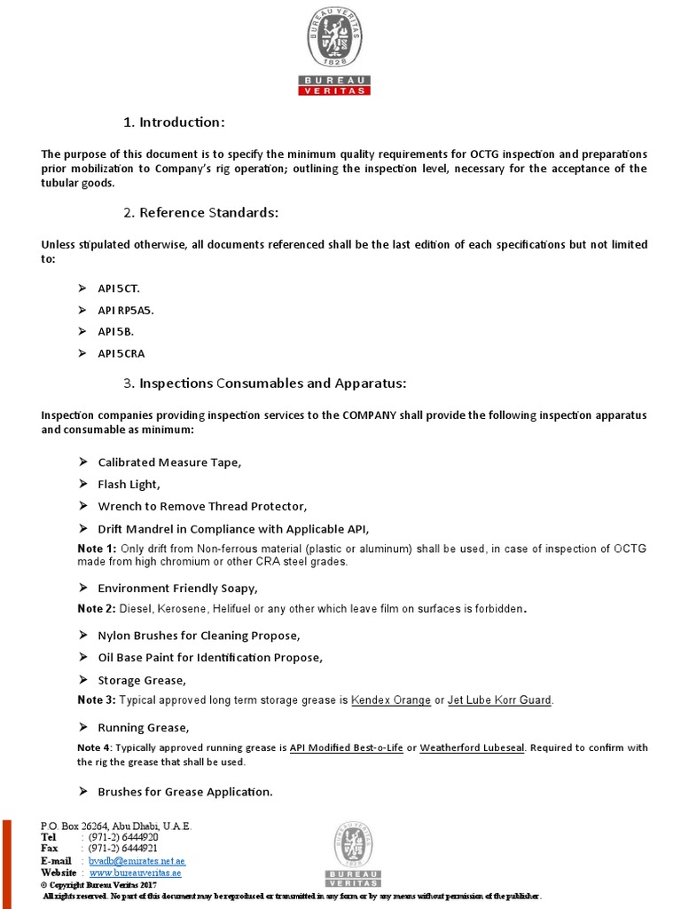 0 - BV - OCTG - Pre Rig Inspection Procedure .Rev - GEM | PDF | Pipe ...