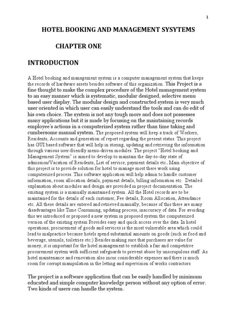 Hotel Booking and Management Sysytems | PDF | Innovation | Point Of Sale