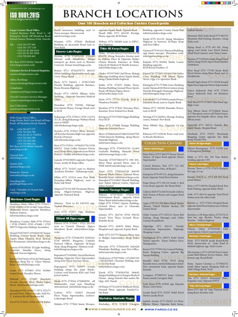 ISO 9001:2015 certified Fargo Courier with over 100 branches | PDF ...