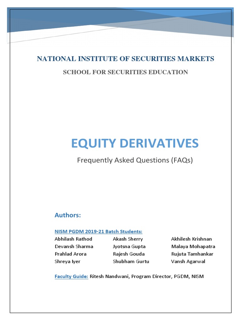 Equity Derivatives FAQ Document 1 | PDF | Option (Finance) | Put Option