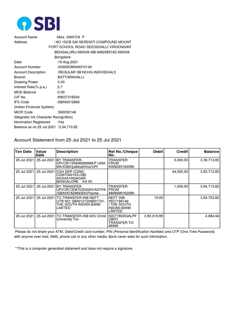 E-Statement 25-07-2021 | PDF | Personal Identification Number | Access ...