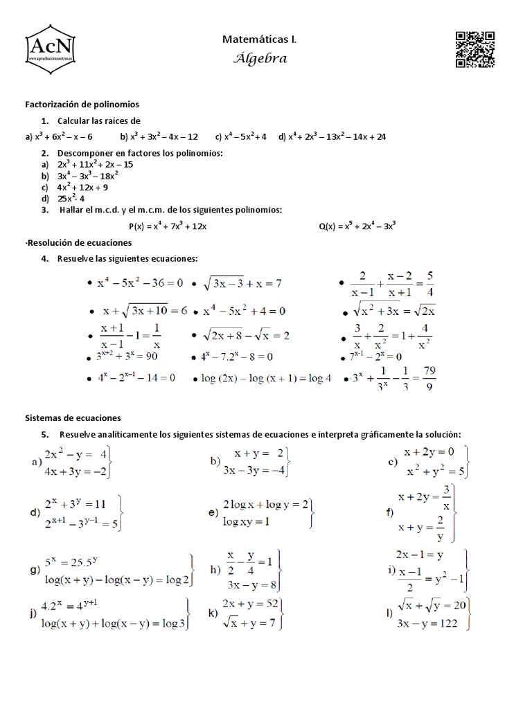 Tema 3. Algebra. Ejercicios | PDF | Ecuaciones | Factorización