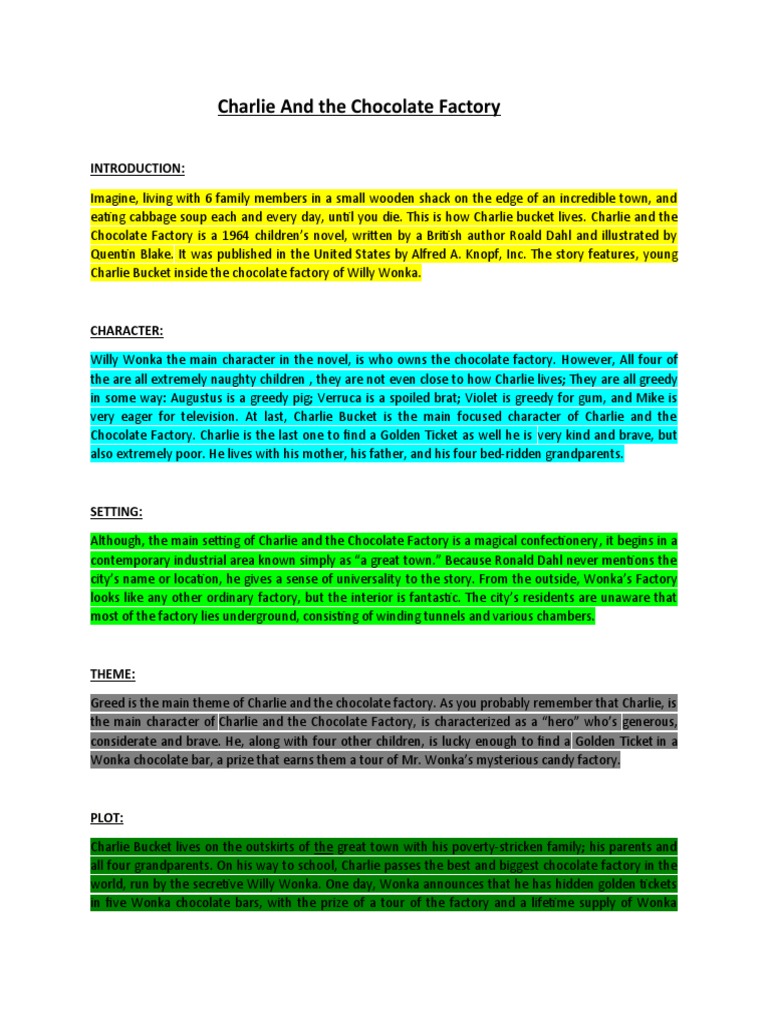 Charlie and The Chocolate Factory | PDF