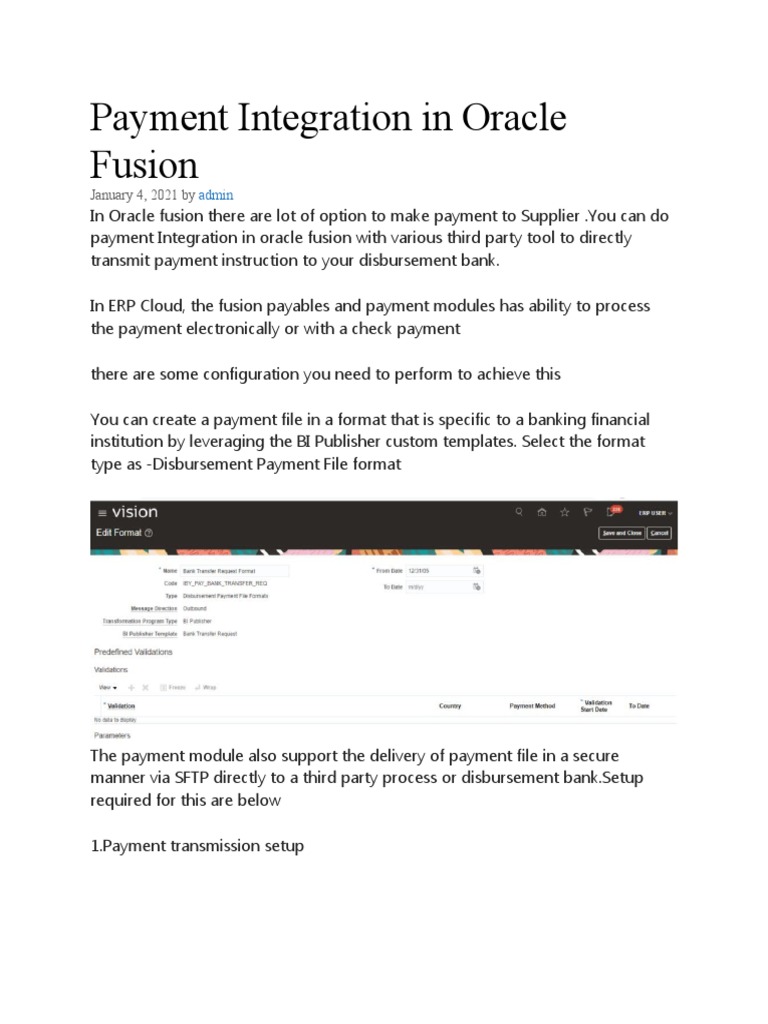 Payment Integration in Oracle Fusion | PDF | Computing | Information ...
