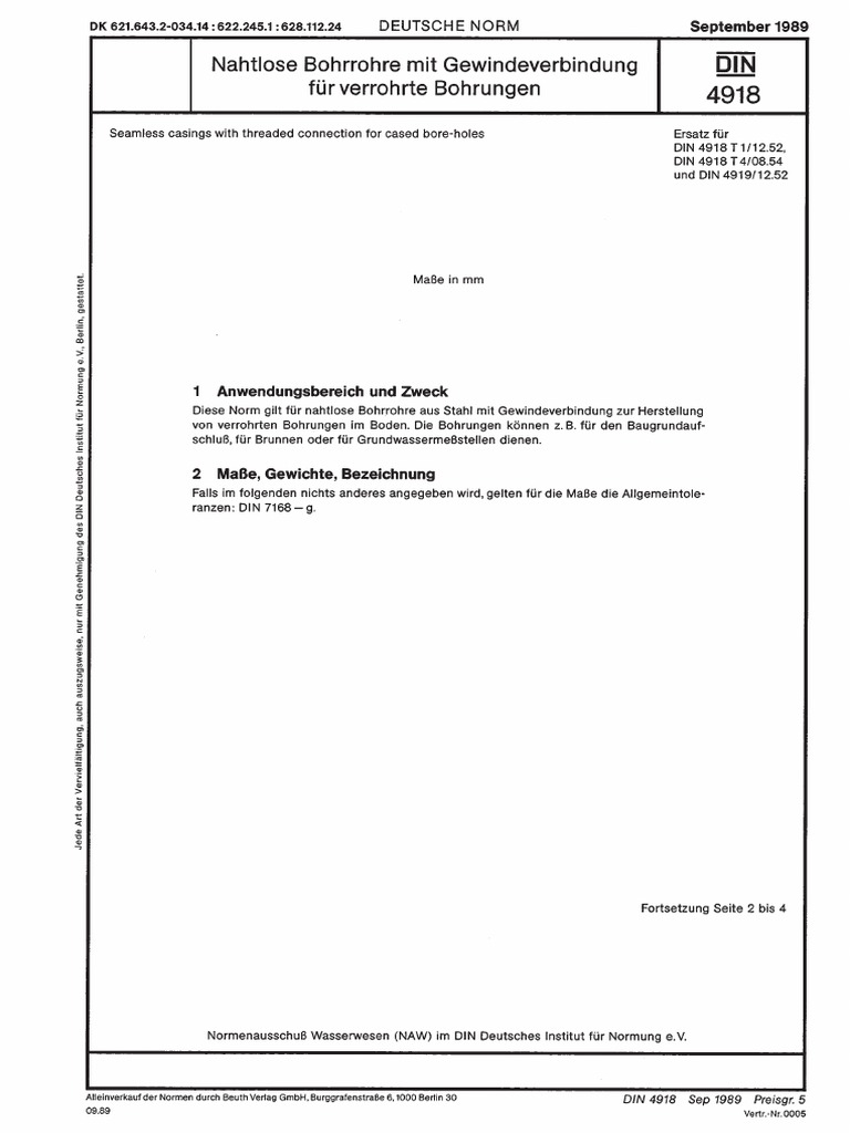 Din 4918 1989-09 | PDF