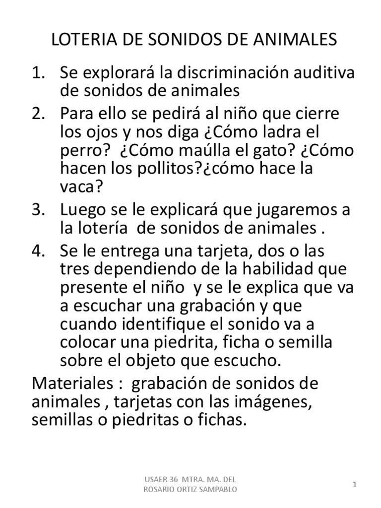 Lotería de Sonidos de Animales | PDF | Zoología