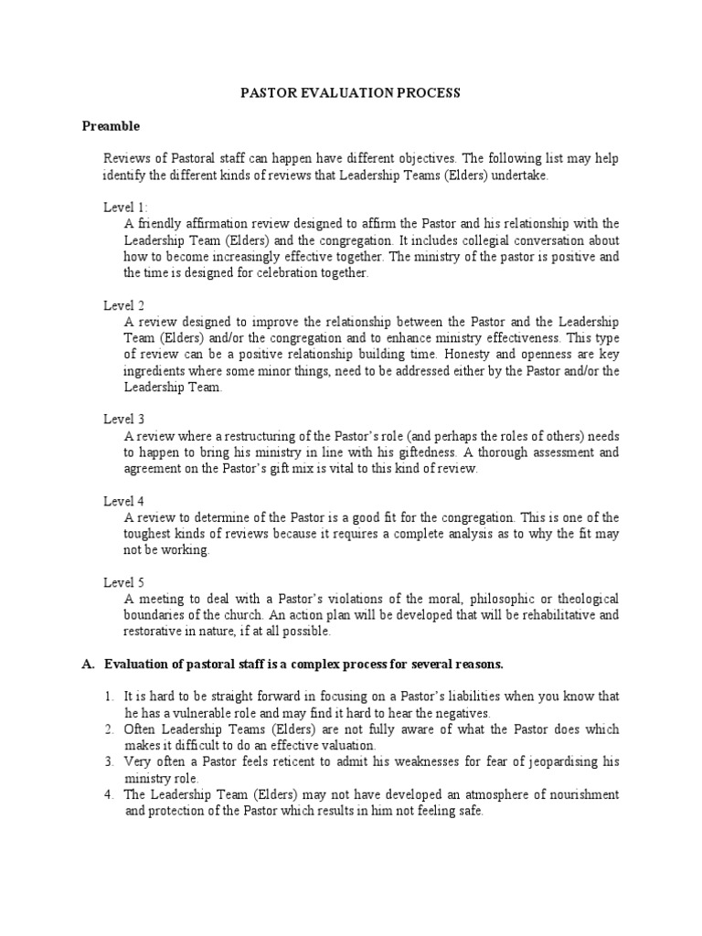 Pastor Evaluation Process Preamble | Download Free PDF | Elder ...