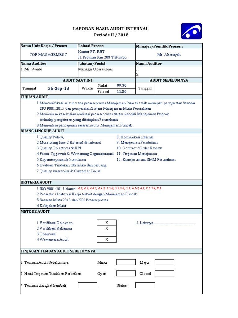 RBT Internal Audit Report | PDF