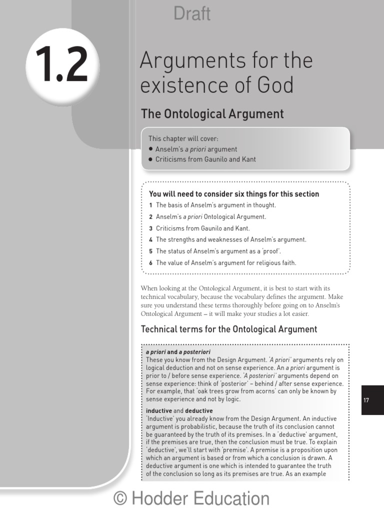 Arguments For The Existence of God The Ontological Argument | PDF ...