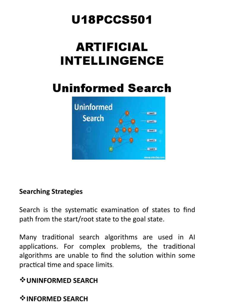 U18PCCS501 Artificial Intellingence Uninformed Search | PDF | Algorithms And Data Structures ...