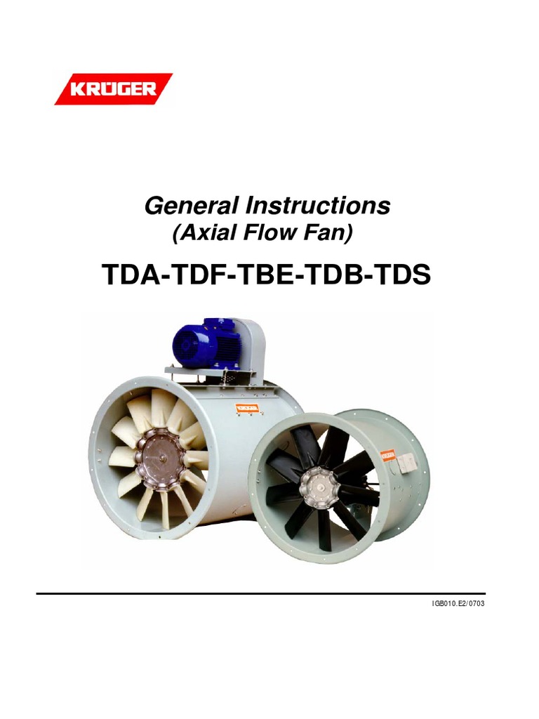 Axial Flow Fan - TDA-TDF-TBE-TDB-TDS | PDF | Duct (Flow) | Electric Motor