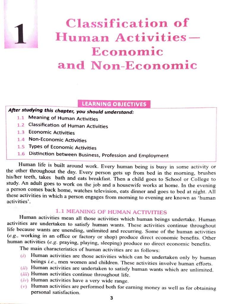 Commerce - Classification of Human Activities - Economic and Non ...