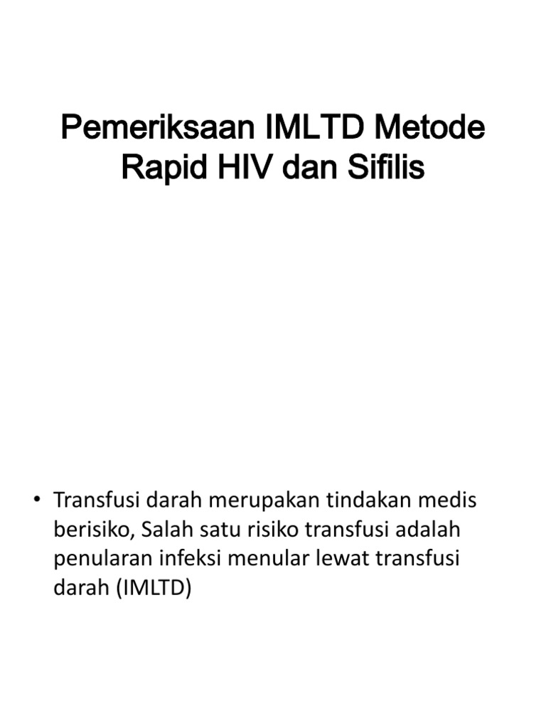 Pemeriksaan IMLTD Metode Rapid HIV Dan Sifilis | PDF