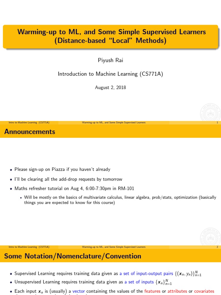 771 A18 Lec2 Print | PDF | Machine Learning | Statistical Classification