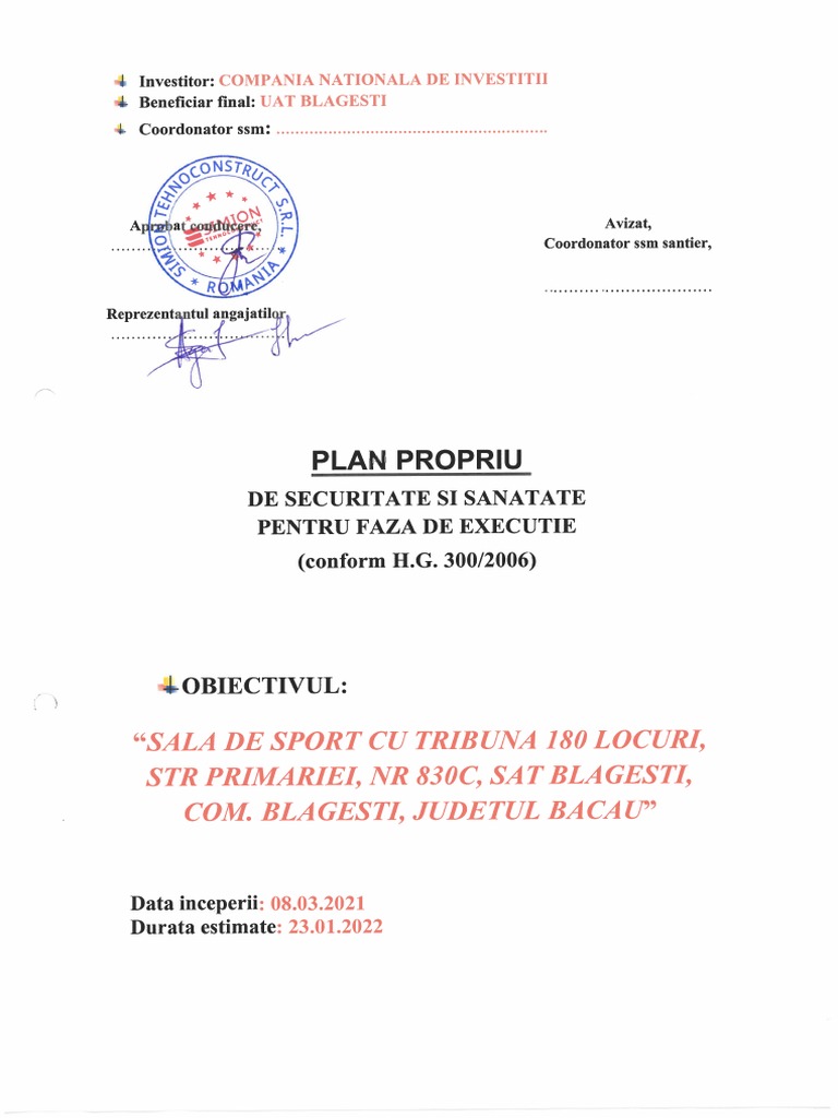 Plan Propriu SSM | PDF