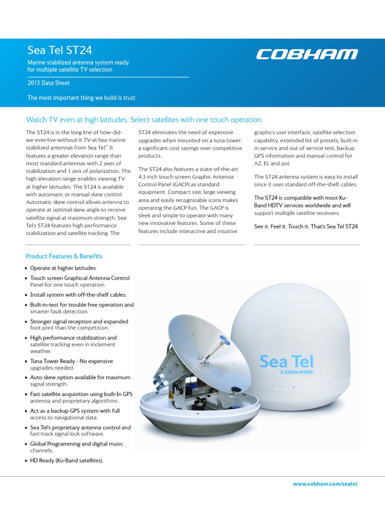 Sea Tel ST24 Satellite TV Data Sheet | PDF | Satellite Television ...