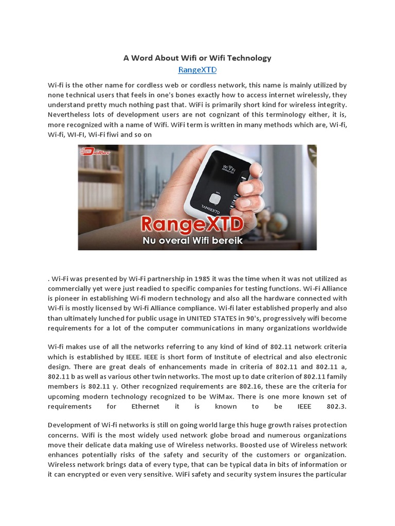 A Word About Wifi or Wifi Technology | PDF | Wi Fi | Computer Network