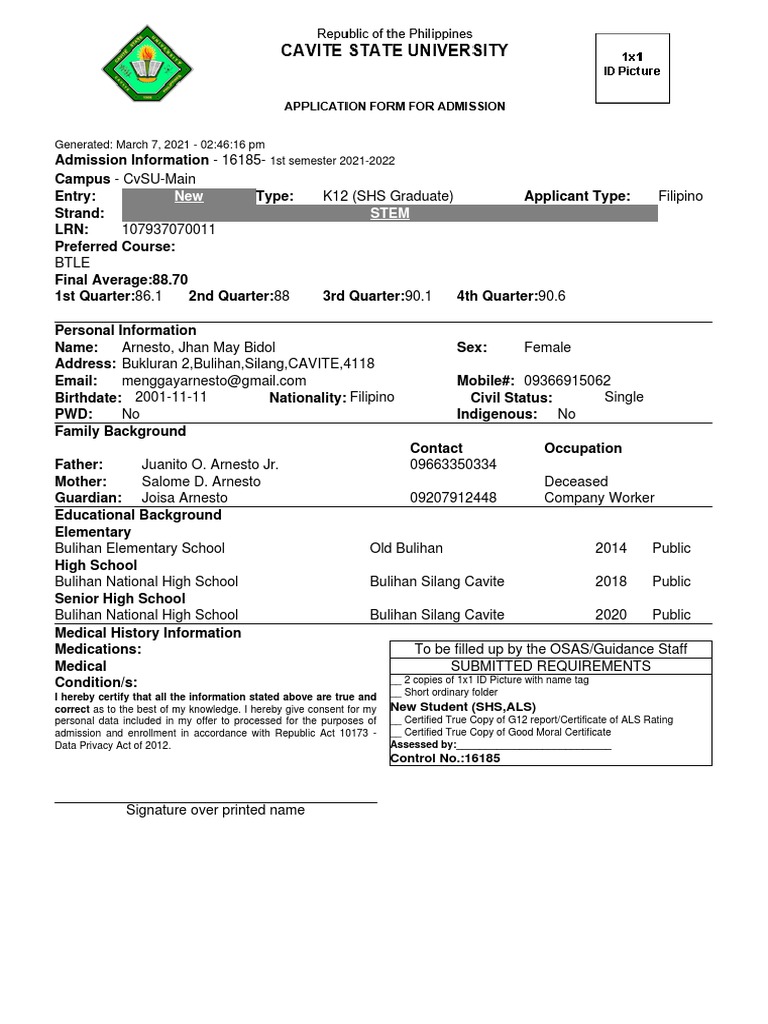 ArnestoJhan May AppForm | PDF