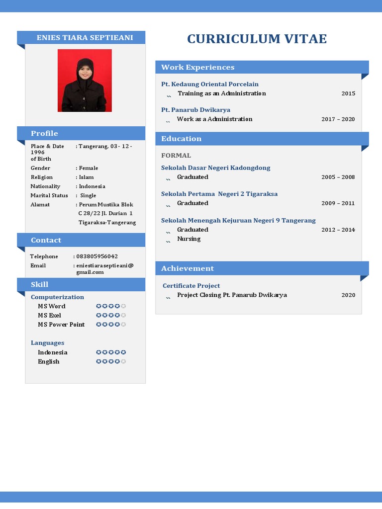 Enies Tiara Curriculum Vitae New | PDF