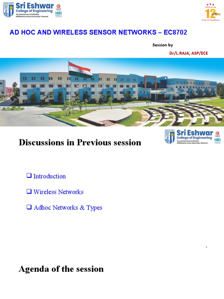 Ad Hoc and Wireless Sensor Networks - Ec8702: Session by | PDF | Computer Network | Wireless Ad ...