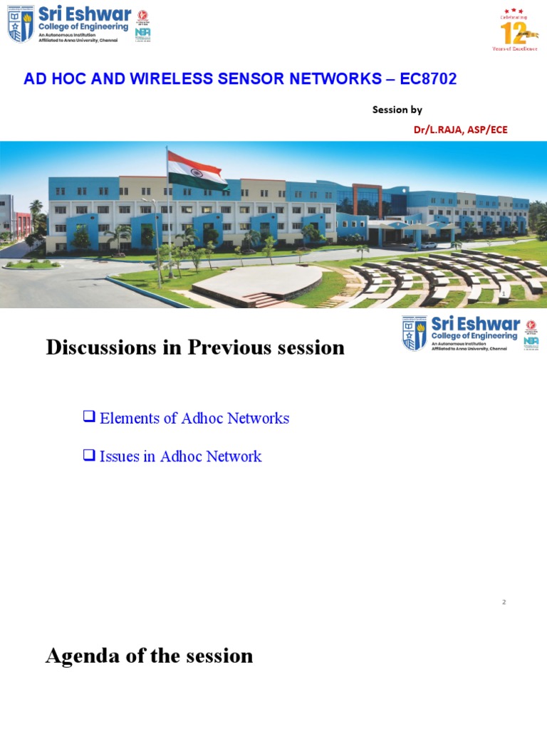 Ad Hoc and Wireless Sensor Networks - Ec8702: Session by | PDF ...