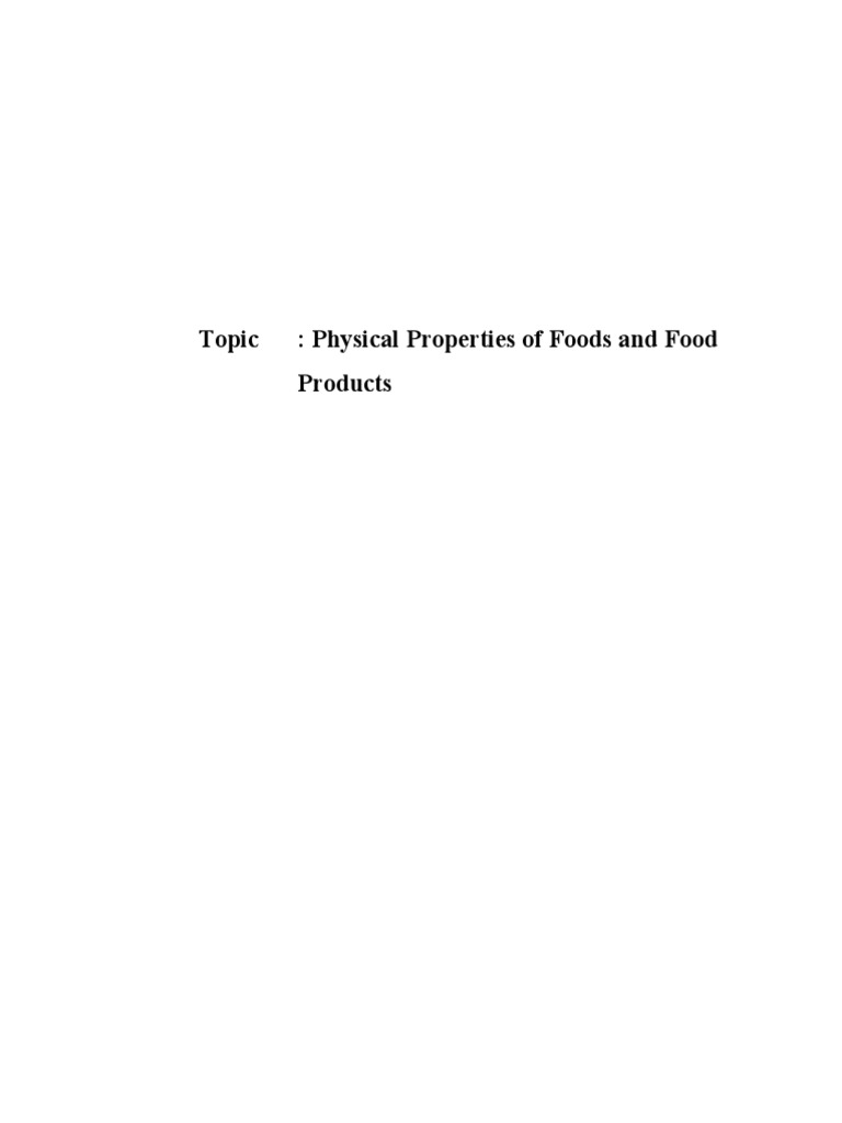Topic: Physical Properties of Foods and Food Products | PDF | Density ...