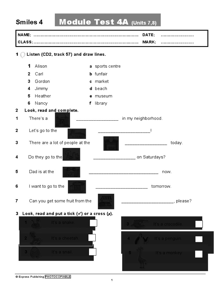 Smiles 4 Mod Test 4A | PDF