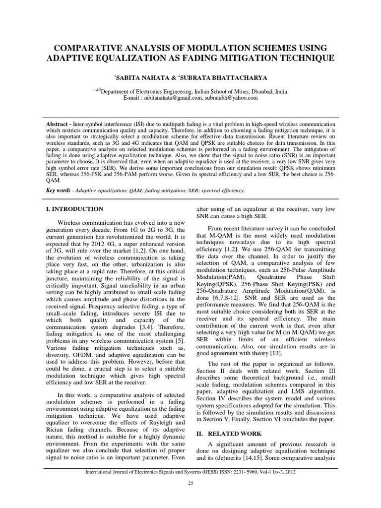 Comparative Analysis Of Modulation Schemes Pdf Modulation Orthogonal Frequency Division 