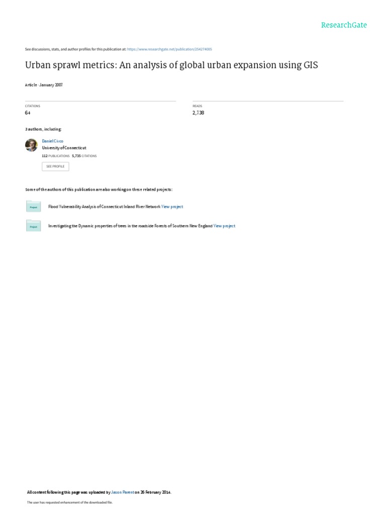 Urban Sprawl Metrics Analysis Using GIS | PDF | Urban Sprawl | Urban Area