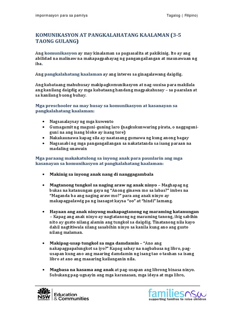 Parents - Developing Communication Skills in The Early Years 3-5 ...
