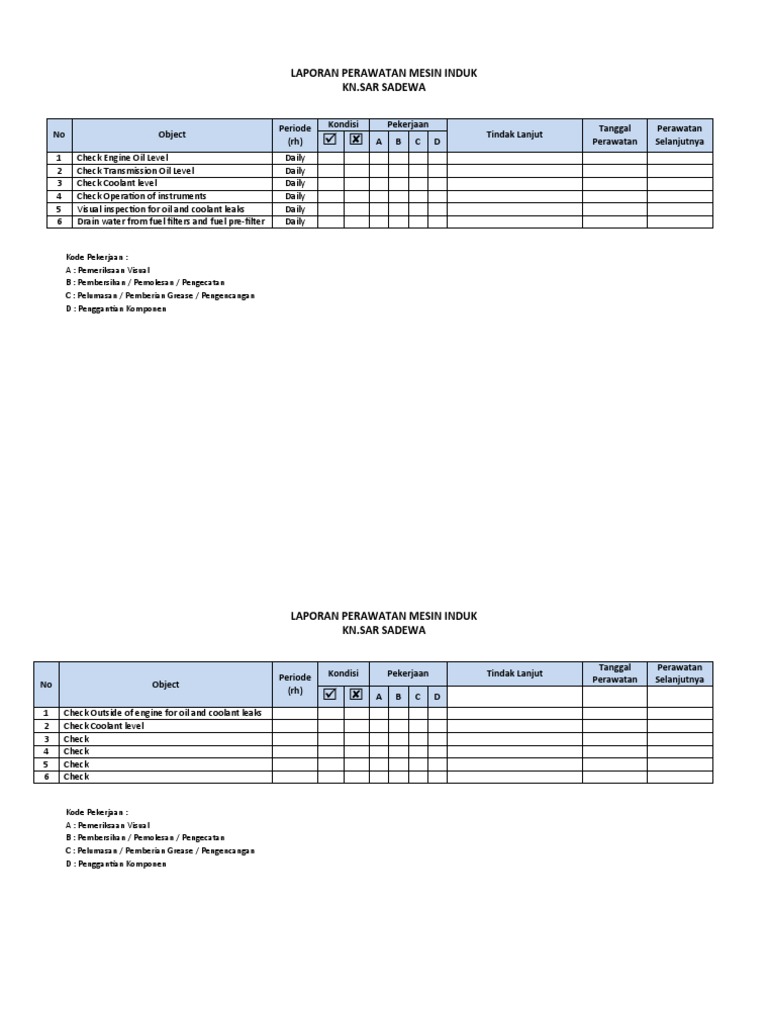 Laporan Perawatan Mesin Induk | PDF