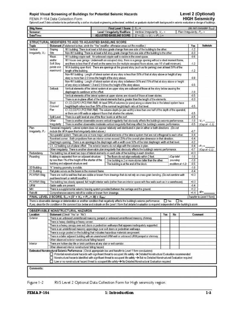 Rapid Visual Screening of Buildings Level2 | PDF