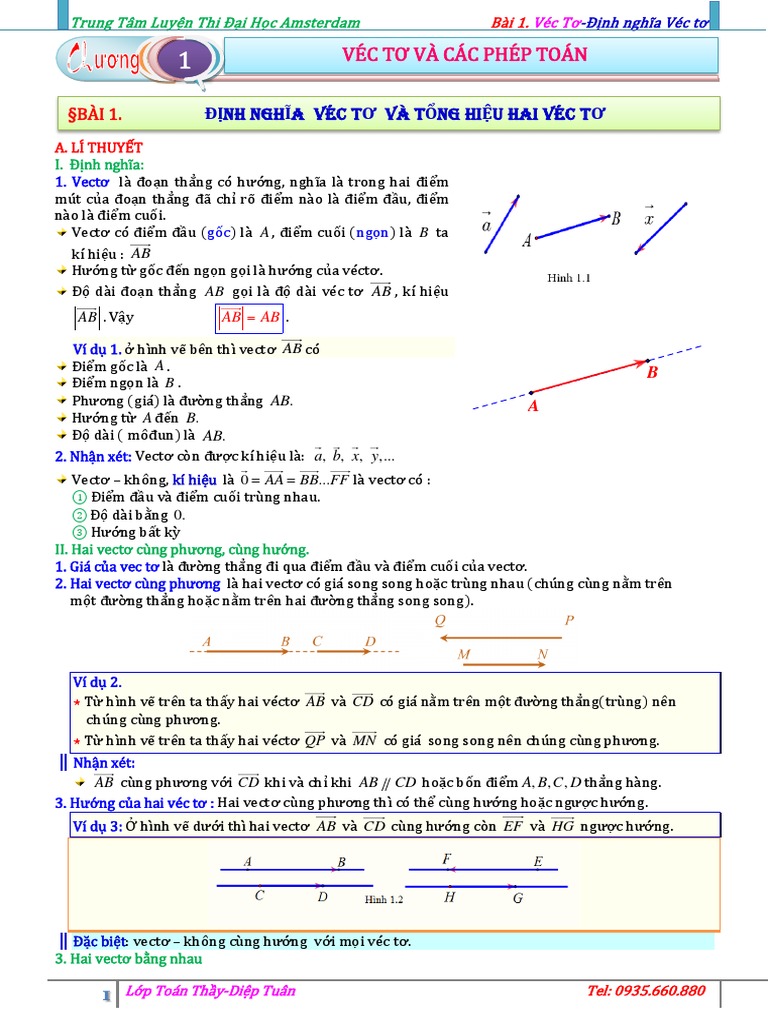 Bai Tap Vecto Va Cac Phep Toan Diep Tuan | PDF