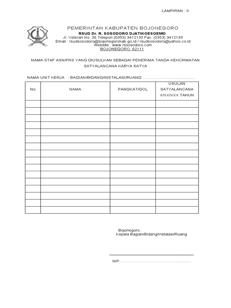 Form Usulan Dari Unit Kerja | PDF