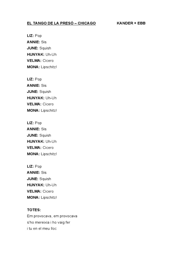 Cell Block Tango - C | PDF