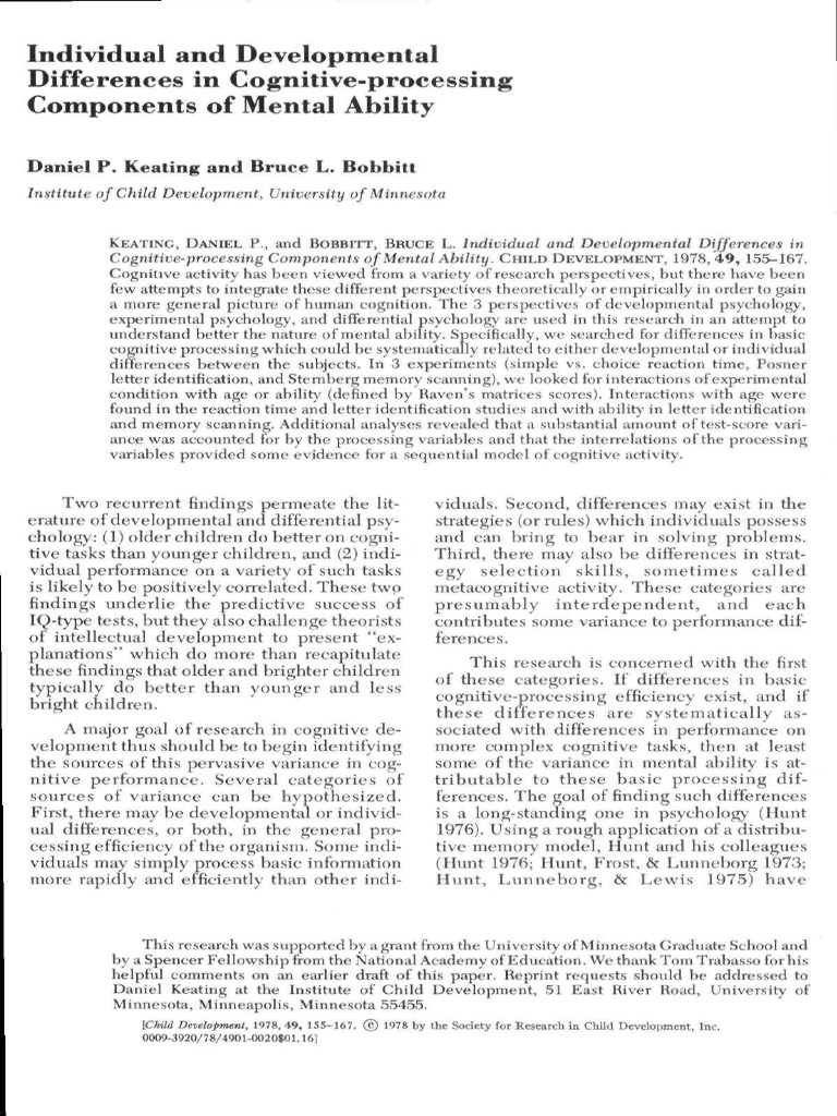 Intelligence (Paper) | PDF | Mental Chronometry | Analysis Of Variance
