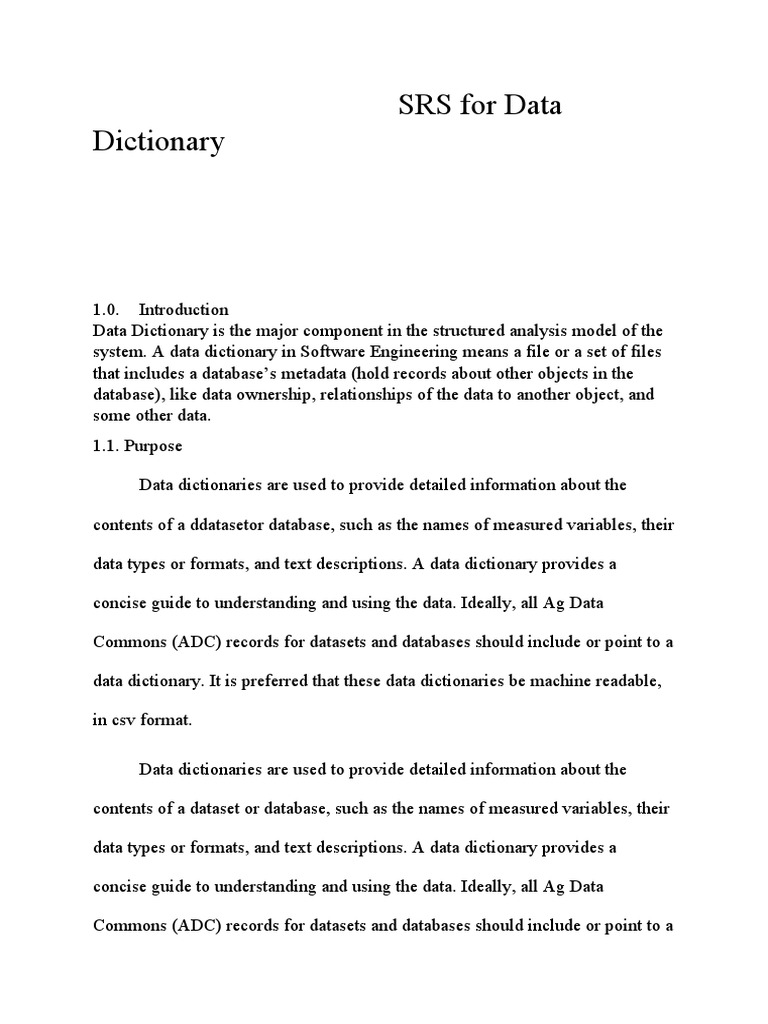 Data Dictionary | PDF | Databases | Data