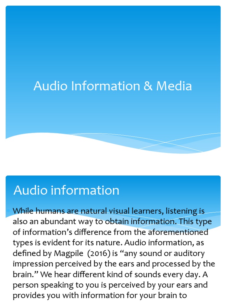 Audio Information Media | PDF | Sound Recording And Reproduction ...