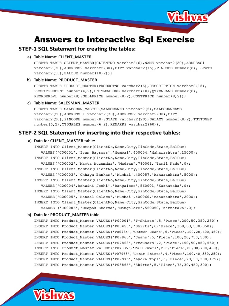 SQL Answers | PDF | Sql | Data Management Software