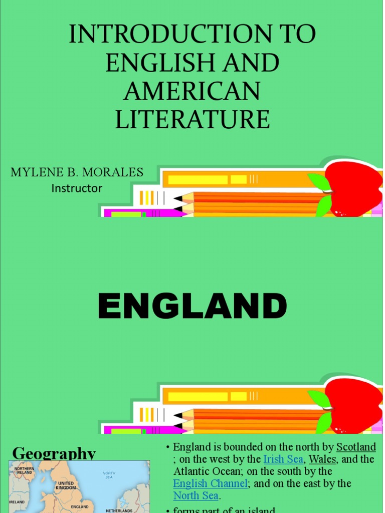 Introduction To English and American Literature: Mylene B. Morales ...