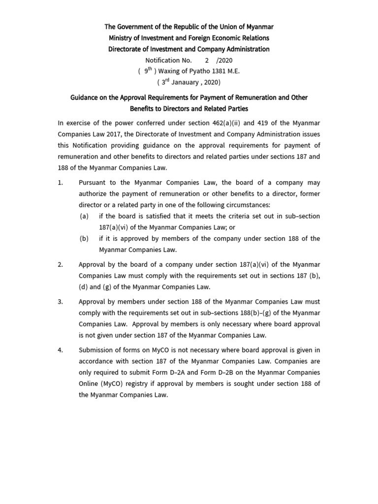 DICA Notification - English 2-2020 (187 and 188 Guidance) | PDF