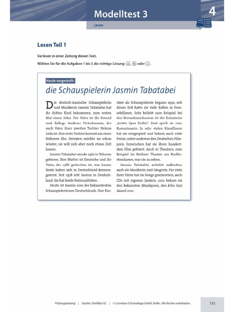 Modelltest 3 Prüfungstraining | PDF